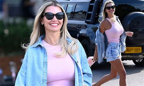 Christine Mcguinness Puts On A Leggy Display In Some Blue Denim Shorts Daily Mail Online