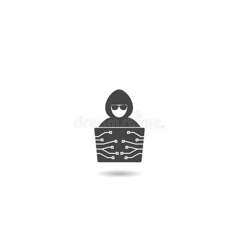 Hacker Criminal Security Internet Logo Icon With Shadow Stock Vector