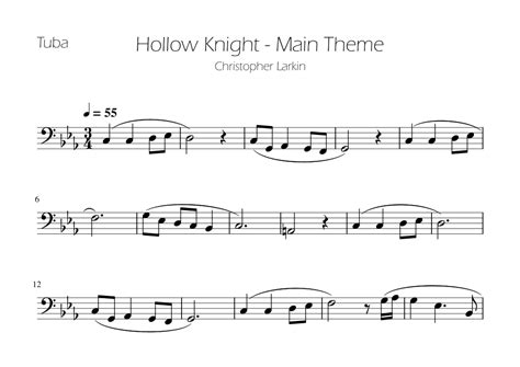Hollow Knight By Christopher Larkin Sheet Music For Tuba Solo Arr