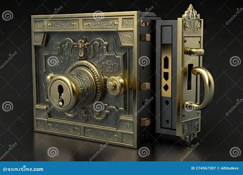 Sturdy Metal Door Lock With Solid Brass Hinge And Deadbolt Stock
