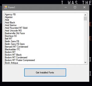 Get List Of Installed Fonts Using Listbox In Vb Net