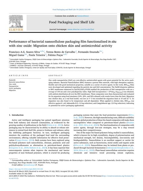 Pdf Performance Of Bacterial Nanocellulose Packaging Film