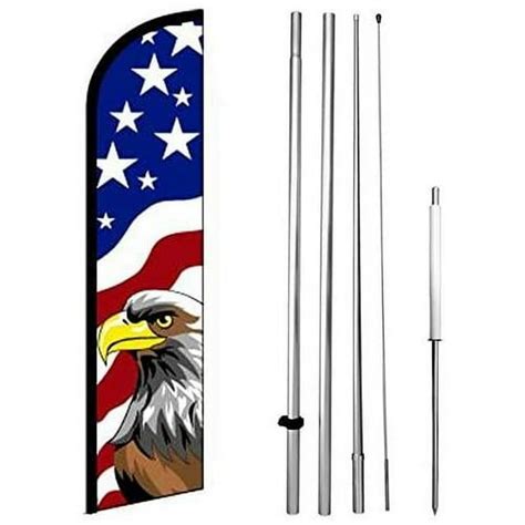 American Eagle Windless Feather Swooper Flag 15 Ft Tall Kit Patriotic