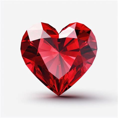 Premium AI Image Heart S Ruby Exquisite Faceted Vector Art On A Simple White Canvas