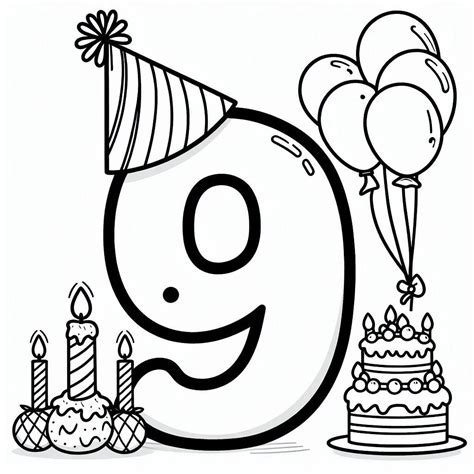 יום הולדת 9 לצביעה אונליין דפי צביעה אונליין יויו