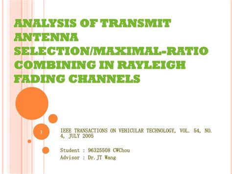 Ppt Analysis Of Transmit Antenna Selection Maximal Ratio Combining In