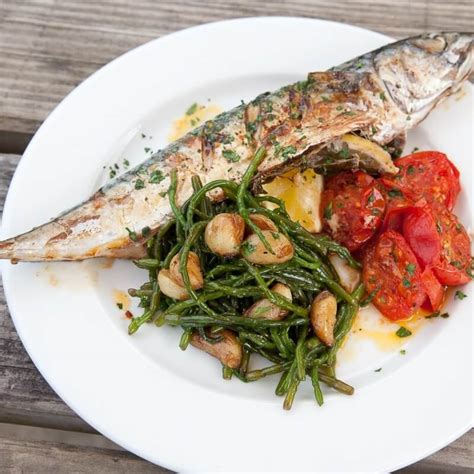 Whole Roast Mackerel Samphire With Chewy Garlic And Devil Riverford