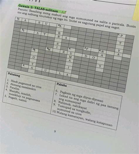 Gawain 2 TALAS salitaan Panuto Basahing mong | StudyX