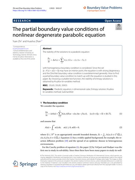 Pdf The Partial Boundary Value Conditions Of Nonlinear Degenerate