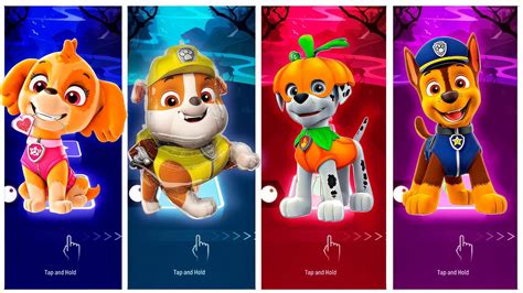 Paw Patrol Team 😂 Skye 🆚 Rubble 🆚 Marshall 🆚 Chase 🎶 Tiles Hop Edm