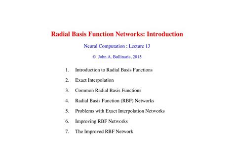 (PDF) Radial Basis Function Networks: Introductionjxb/INC/l13.pdf · Introduction to Radial Basis ...