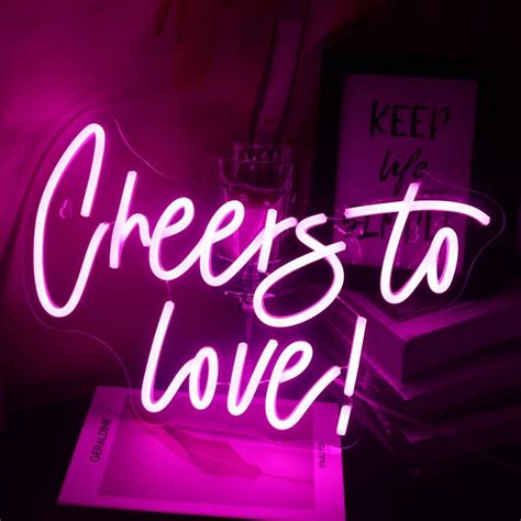 QiaoFei Led Cheers To Love Neon Sign Word Letters USB Powered With Dimmer Switch Neon Lights For