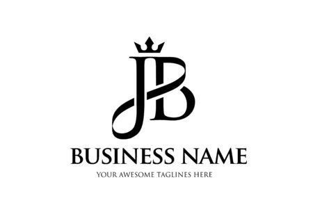 Elegant Initial Letter Jb With Crown Logo Vector Creative Lettering