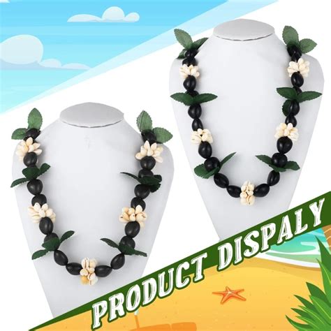 Hawaiian Beads Necklaces With Ribbon Bow Graduation Kukui Nut Lei