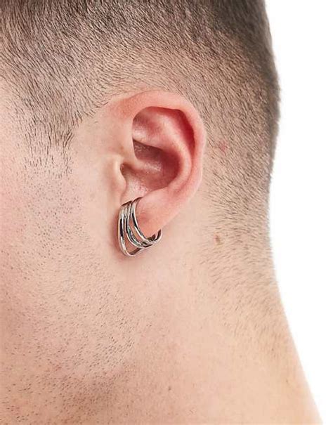 Asos Design Layered Ear Cuff In Silver Tone Asos