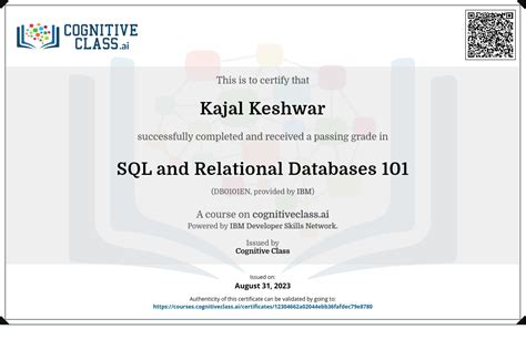 Ibm Db En Certificate Cognitive Class