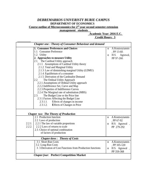 Microeconomics Mgt Course Outline Pdf Microeconomics Utility