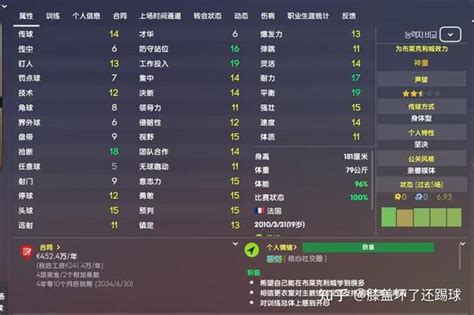 源自足球经理FM23文档中的球员属性注解 知乎