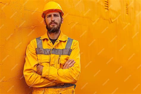Fullbody Photo Of Construction Worker Clear Background Premium Ai