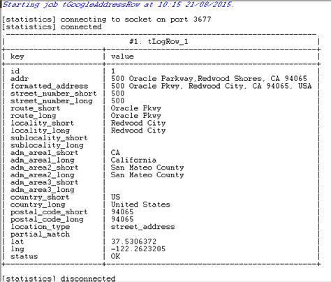 TGoogleAddressRow Docs For ESB 7 X Talend Skill