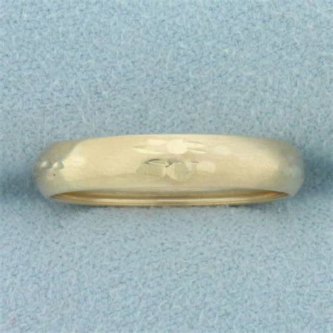 Satin Finish Diamond Cut Design Band Ring In 10k Yellow Gold