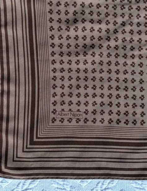 Silk Scarf Albert Nipon Brown Hand Rolled Hem 25in Square Etsy In