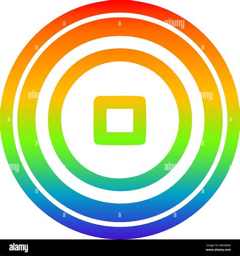 Stop Button Circular Icon With Rainbow Gradient Finish Stock Vector