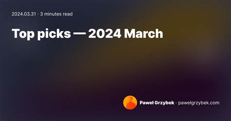 Top Picks — 2024 March