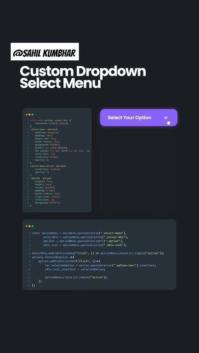 Custom Dropdown Select Menu 👨‍💻 Html Css Javascript Trending
