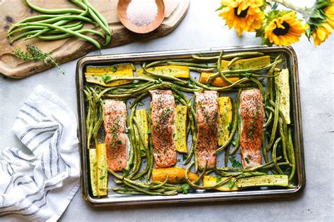 Easy Sheet Pan Salmon With Garden Vegetables Nourishing Meals®