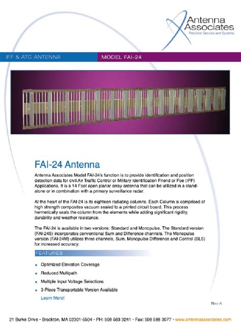 Fai 24m Antenna Product Data Sheet Pdf