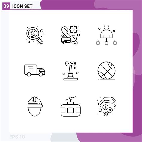 9 Universal Outlines Set For Web And Mobile Applications Truck Lorry Message Delivery Director