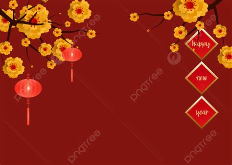 Vietnamese New Year Red Apricot Flower Paper Cut Lantern Branch