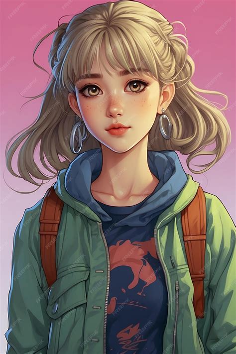 Premium Photo Anime Cute Girl Illustration With Slogan Vector Graphic