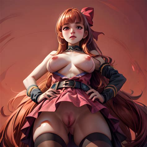 Rule 34 1girls Ai Generated Blossom Powerpuff Girls Cartoon Network From Below Hair Ribbon