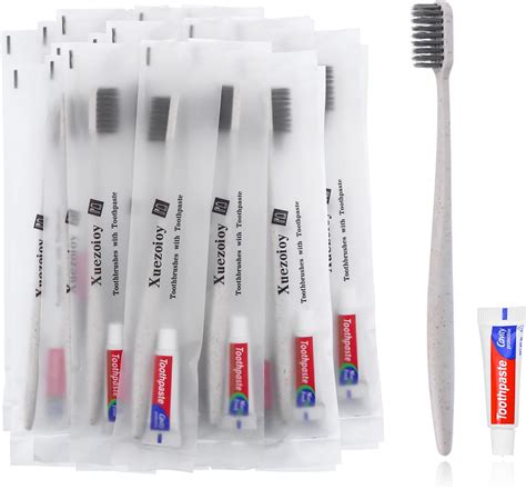 Amazon Xuezoioy Disposable Toothbrushes With Toothpaste Pack Apricot Individually