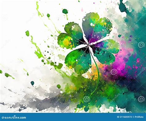 Lively Four Leaf Clover Stock Illustration Illustration Of Mojo