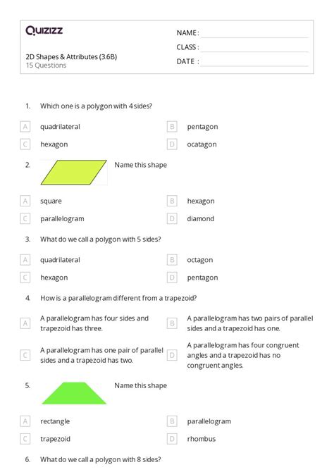 50 2d Shapes Worksheets For 3rd Class On Quizizz Free And Printable