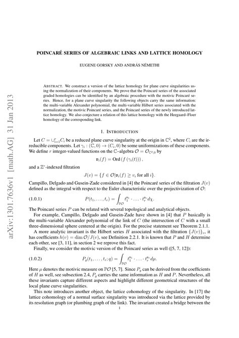 Pdf Poincare Series Of Algebraic Links And Lattice Homology