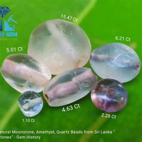 Ancient Natural Moonstone Amethyst Quartz Beads From Sri Lanka