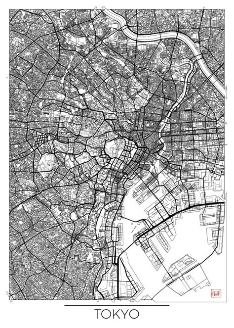 Tokyo Map White Poster Picture Metal Print Paint By Hubert Roguski