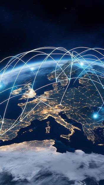 Global Connectivity Concept With Worldwide Communication Network Connection Lines Around Planet