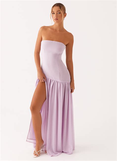 Eden Strapless Maxi Dress Lilac Peppermayo