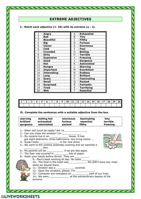 Extreme Adjectives Worksheet Interactive Activity