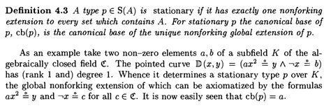Logic Example Of A Global Non Forking Extension Of A Stationary Type