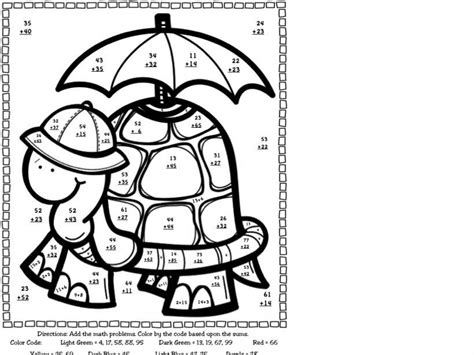 Math Worksheets Addition Color By Number