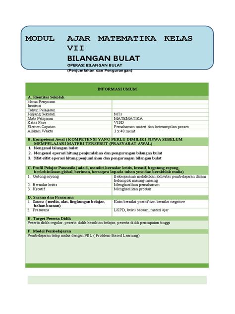 Modul Bilangan Bulat Pdf