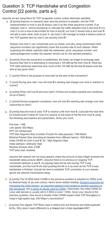 Question Tcp Handshake And Congestion Control Chegg