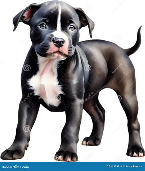 Cute Pitbull A Watercolor Painting Of A Cute Pitbull Ai Generated