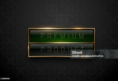 골든 프레임 형상 검은색에 프리미엄 제품 검은 녹색 레이블 어두운 럭셔리 로고 템플릿입니다 벡터 일러스트 레이 션 0명에 대한